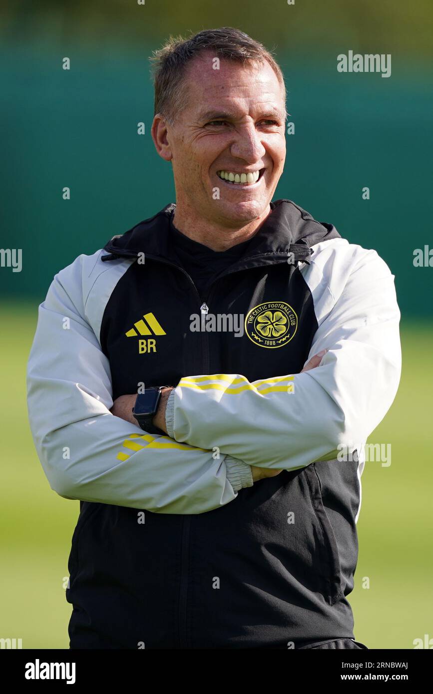 Celtic manager Brendan Rodgers during a training session at the ...
