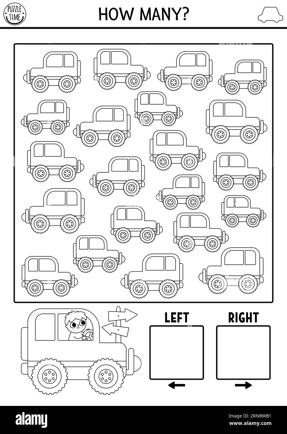 Transportation logic black and white game with right and left concept ...