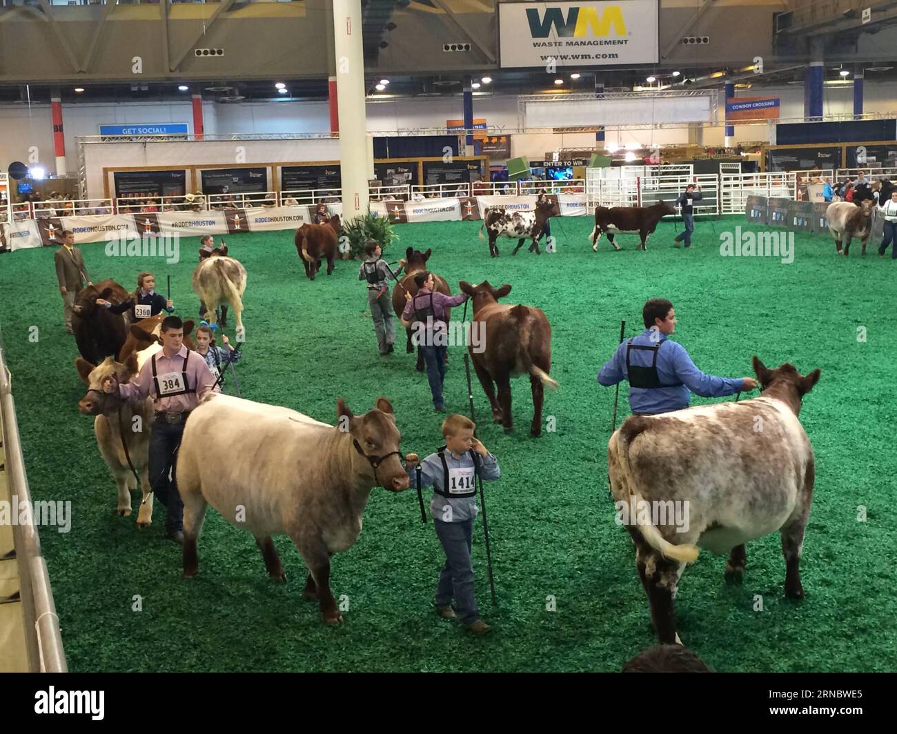 (160312) -- HOUSTON, March 11, 2016 -- People walk around an arena with ...