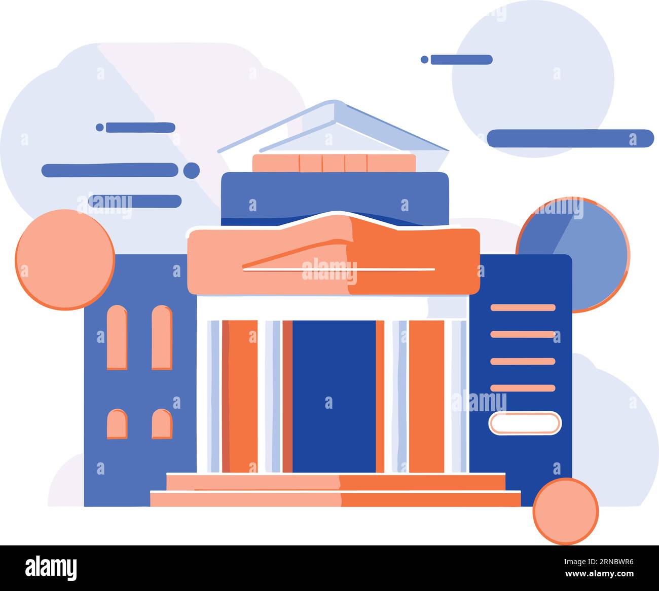 bank building facade in UX UI flat style isolated on background Stock ...