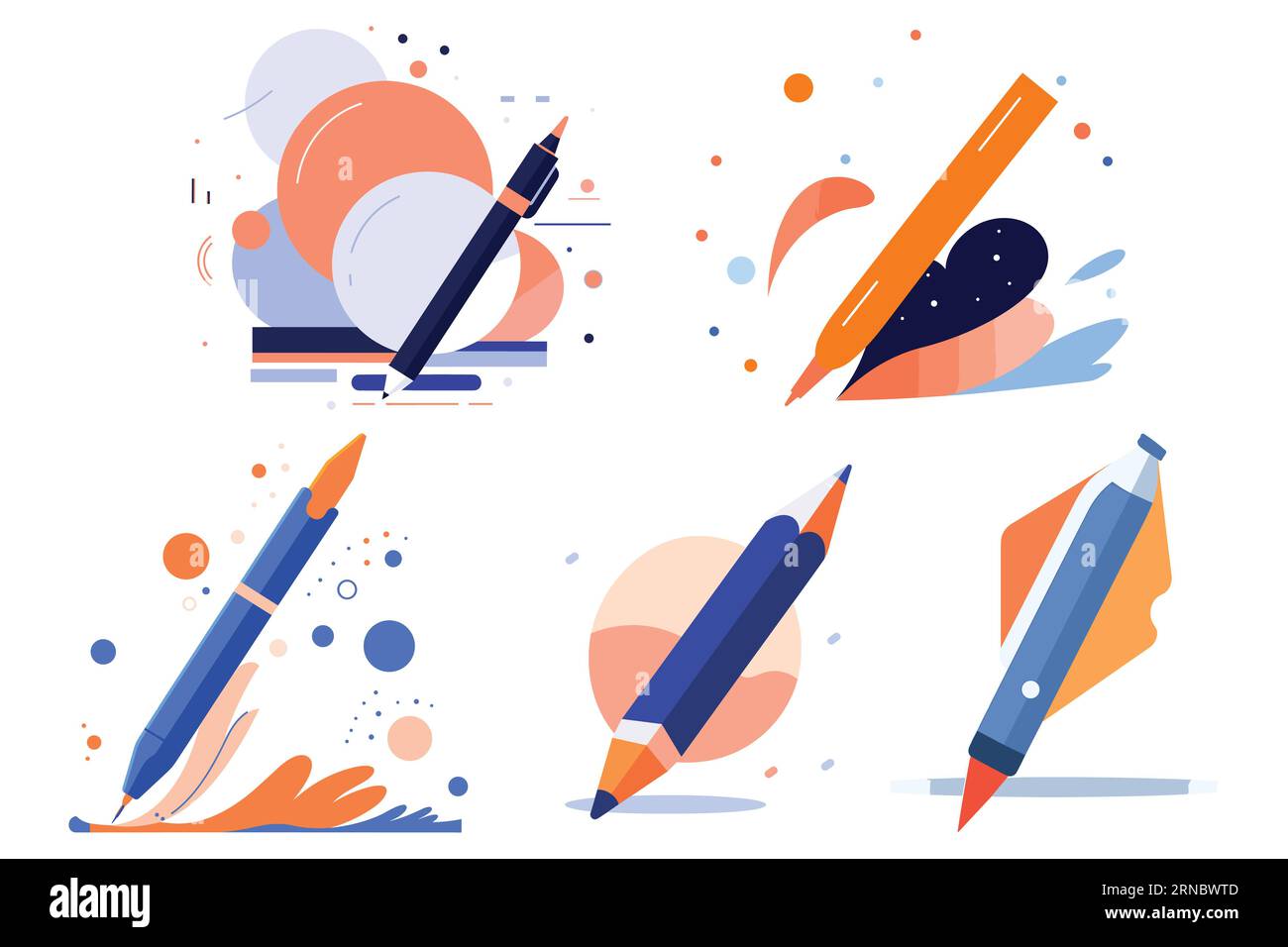 Pen and idea concept in UX UI flat style isolated on background Stock ...