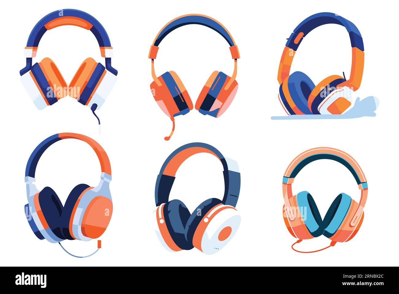 over the head headphones in UX UI flat style isolated on background ...