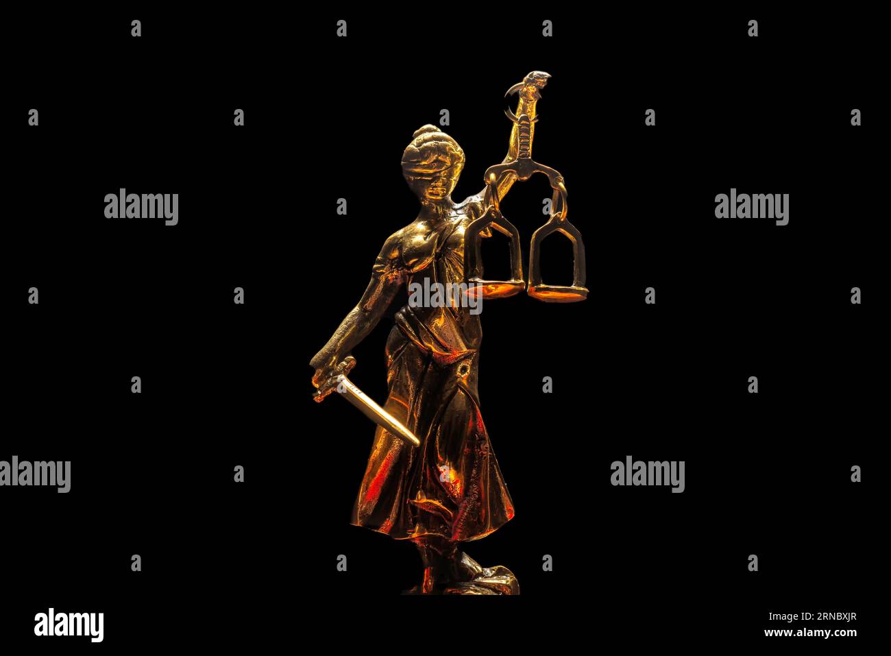 statue of Lady Justice, goddess Justitia with black background Stock ...