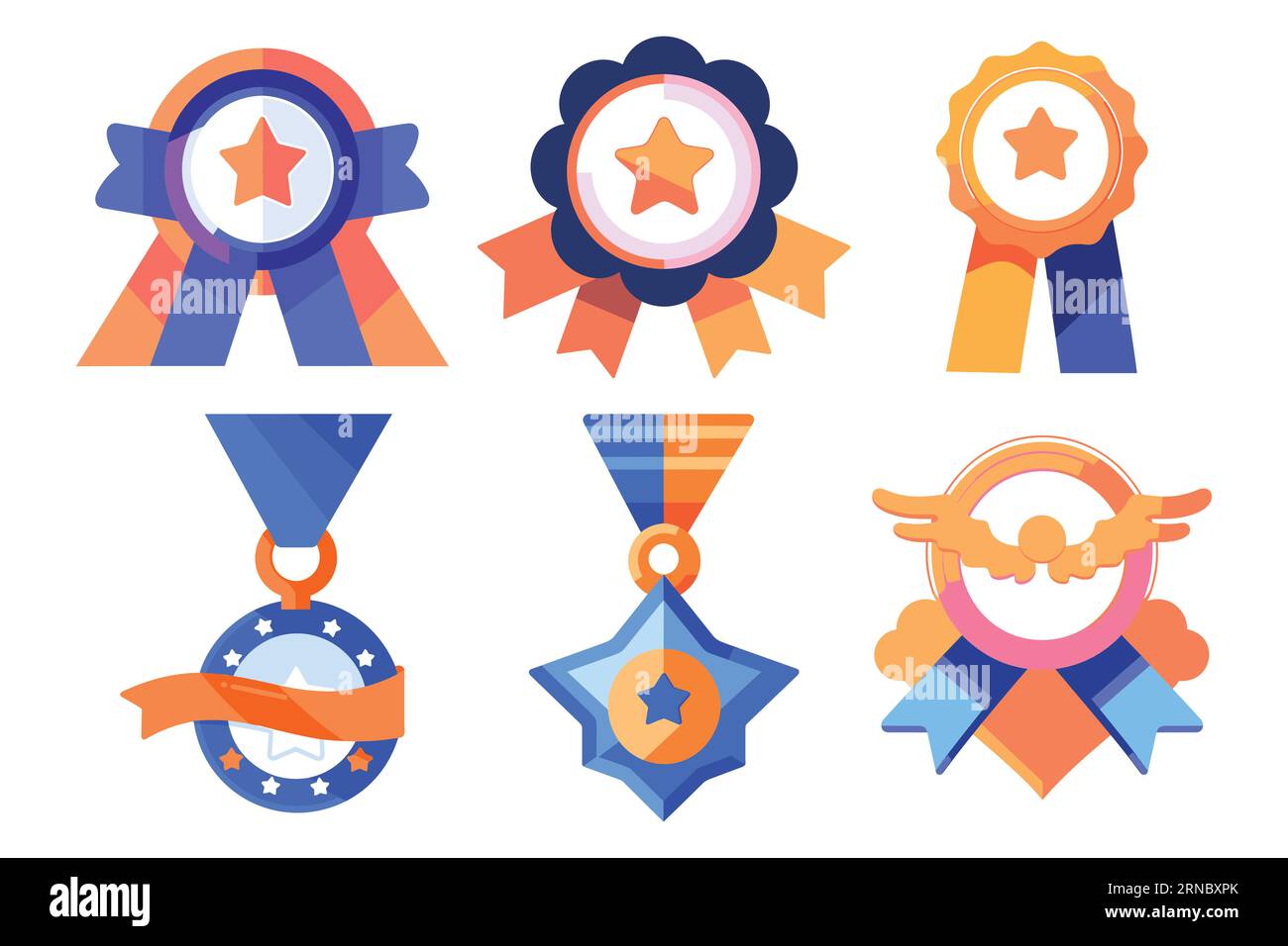Medals for winners in UX UI flat style isolated on background Stock ...