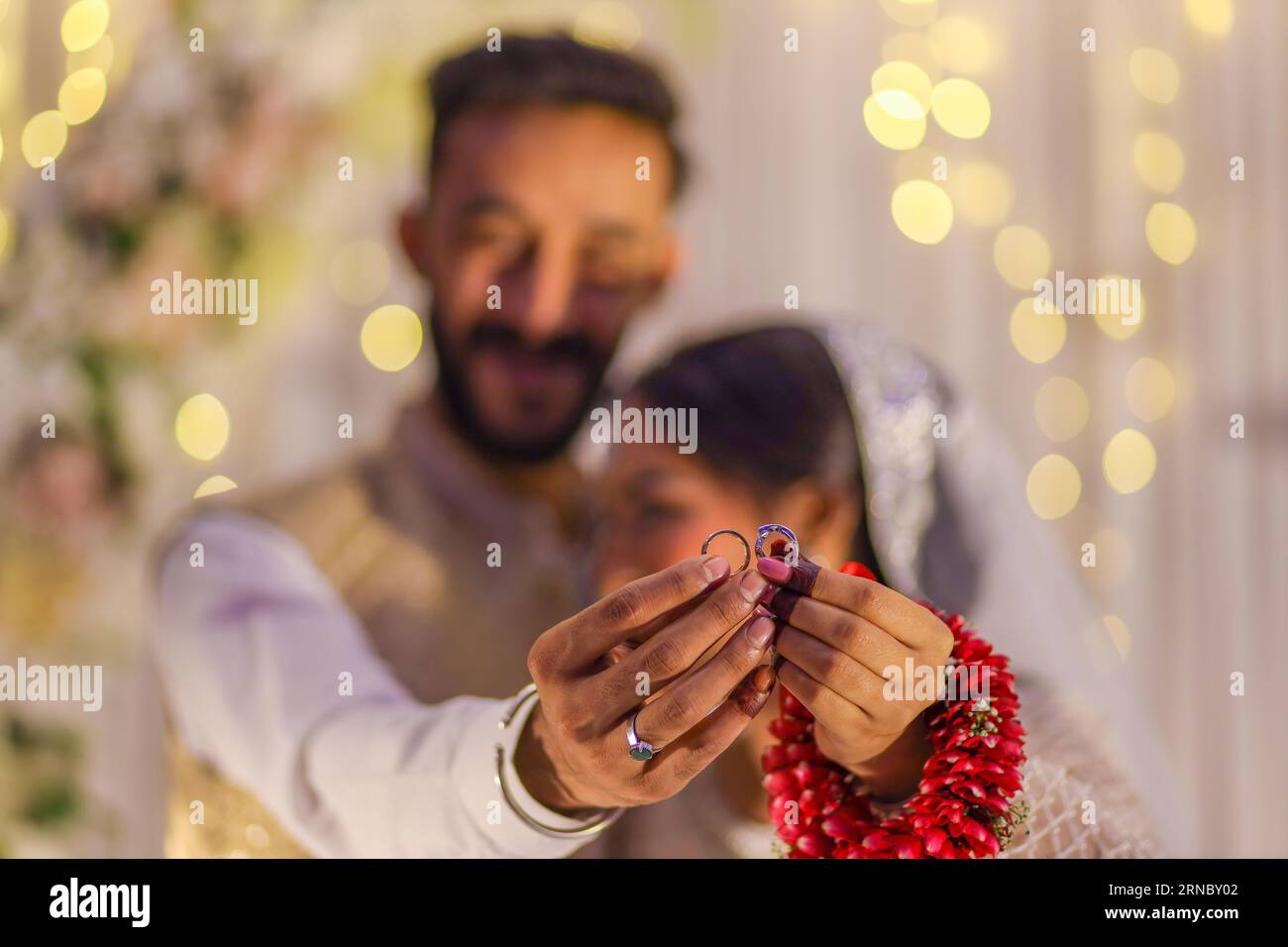 A beautiful marriage is all about being happy with each other Stock ...