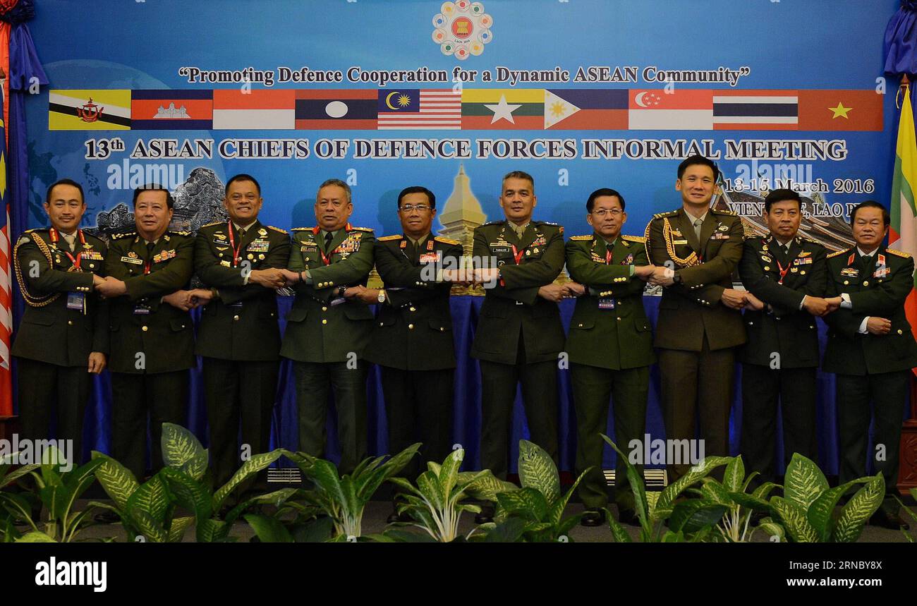 (160314) -- VIENTIANE, March 14, 2016 -- Chiefs of defence forces of ...