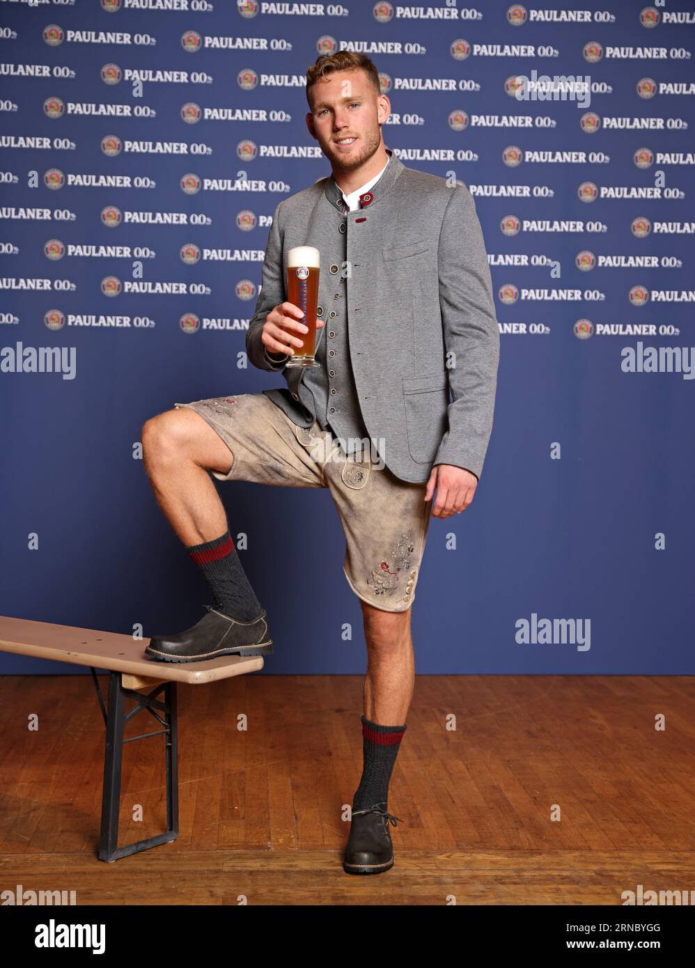 Daniel Peretz of FC Bayern Muenchen Traditionell bayrisch in Lederhosen ...