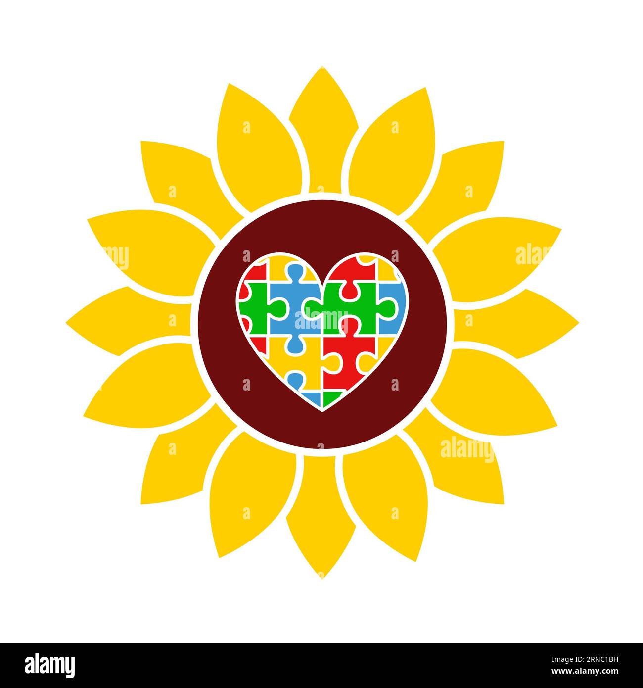 Colorful Autism Heart Jigsaw puzzle in Sunflower on white background ...