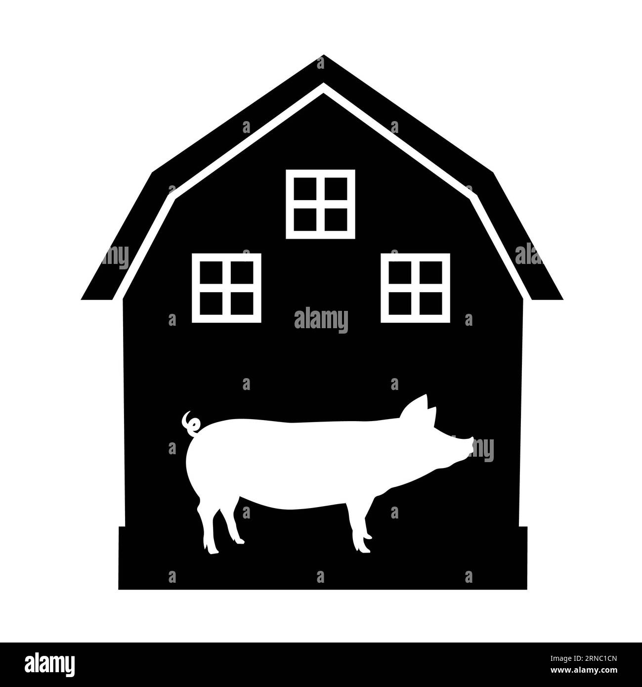 Pig in farmhouse barn on white background. Isolated illustration Stock ...