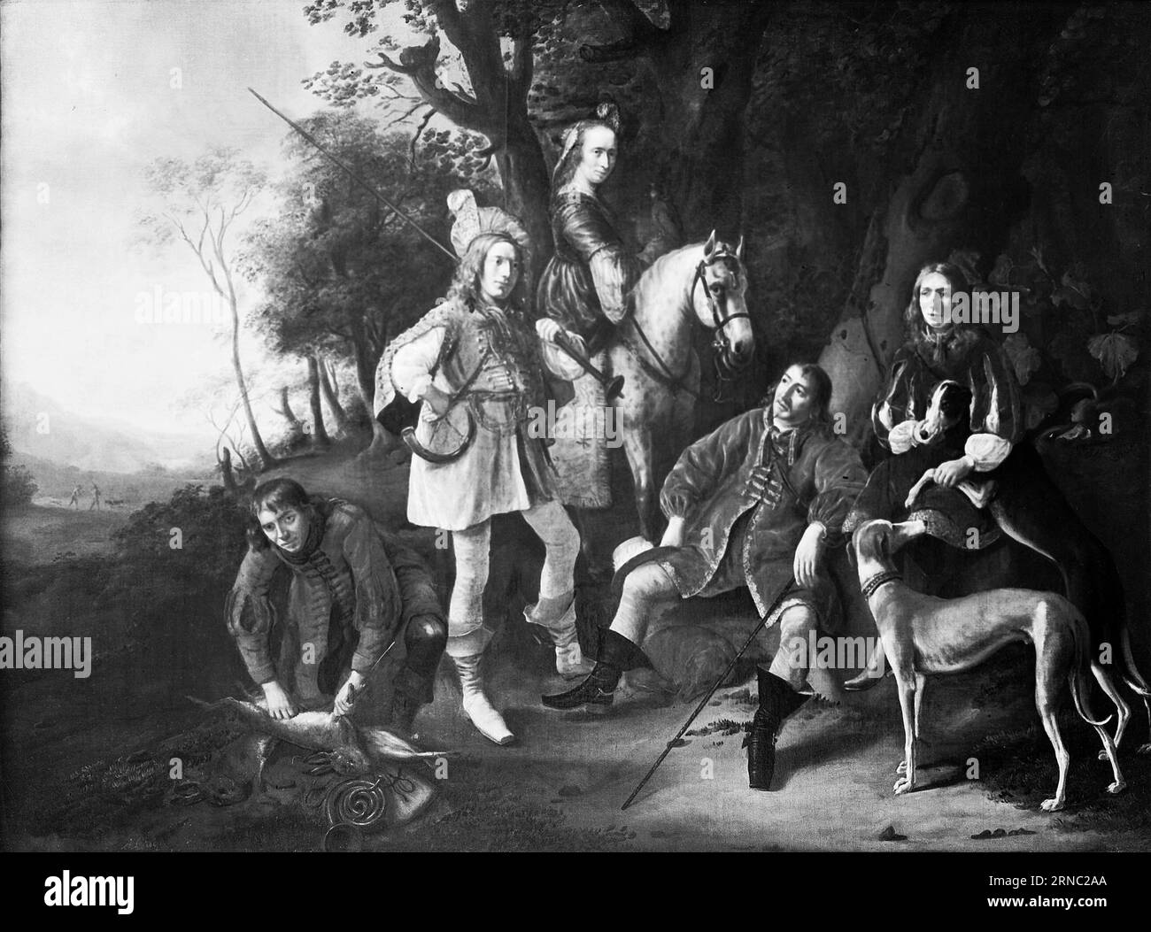 Portrait of a family, resting after the hunt between 1645 and 1665 by ...