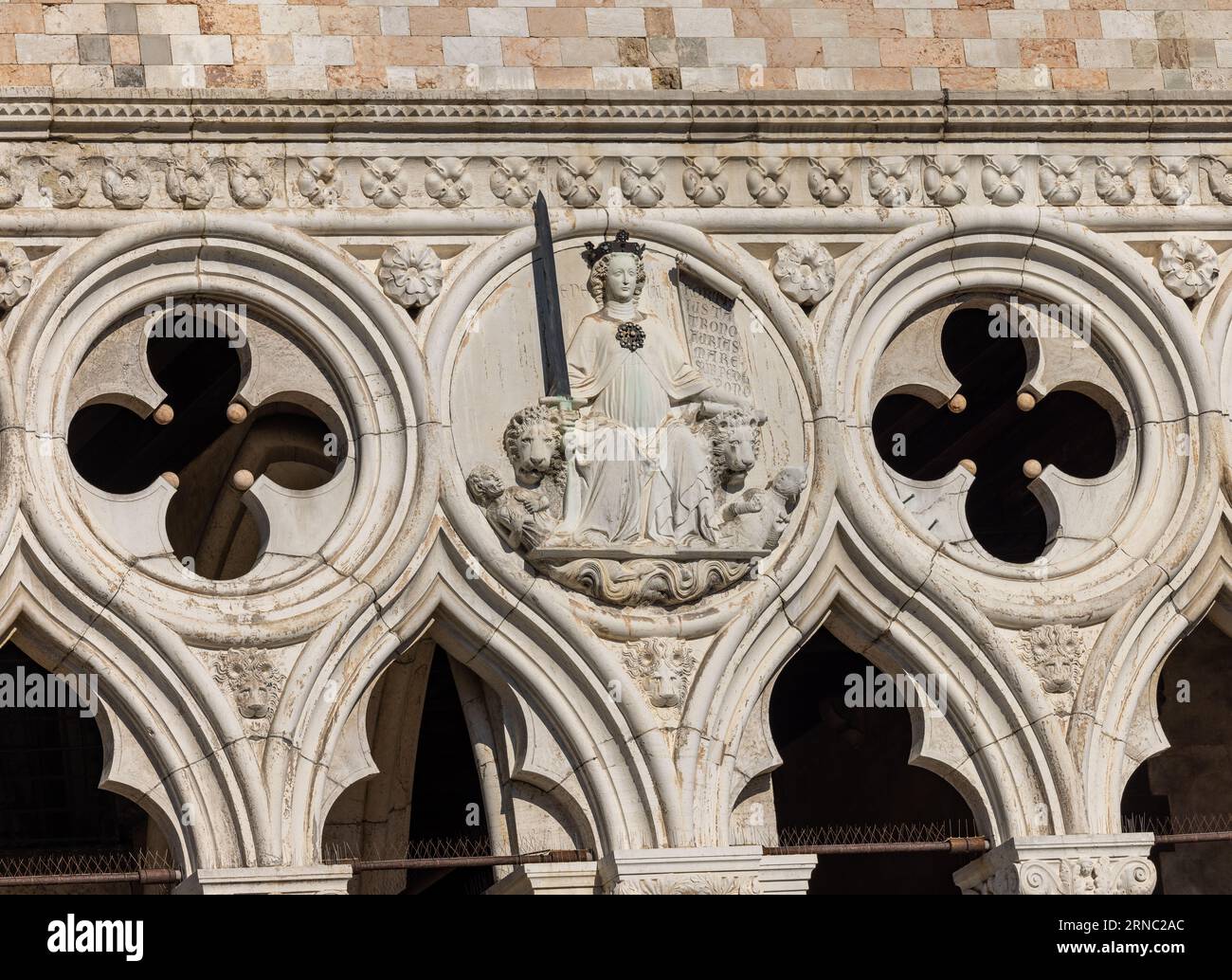 Venice. Italy - tracery from the Doge's Palace, one of Venice symbol ...