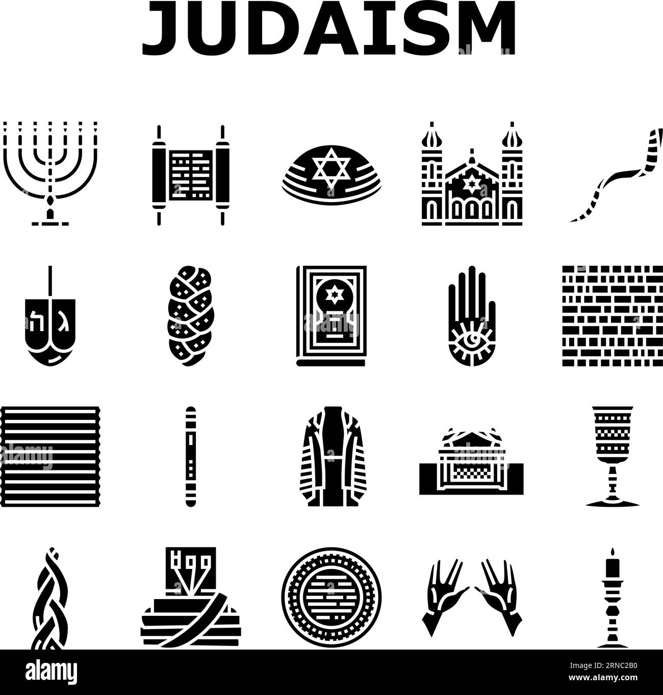 judaism jewish jew israel torah icons set vector Stock Vector Image ...