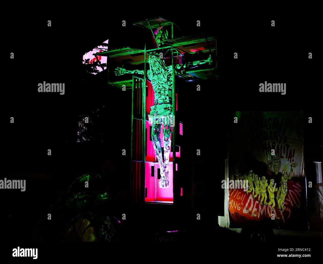 An artistic sculpture depicting christ crucifixion was created by ...