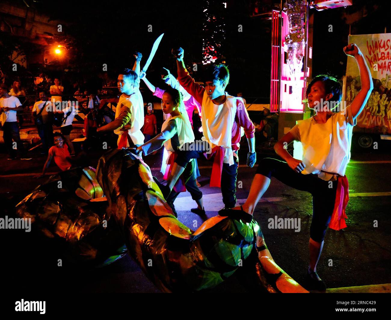 Sining Kadamay and Sining Bugkos, gives a powerful theatrical performance during the program in ...