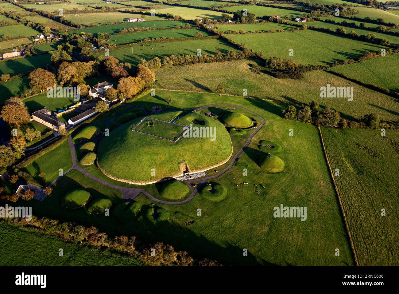 Aerial photograph of Knowth on the River Boyne, Bru Na Boinne, Drogheda ...