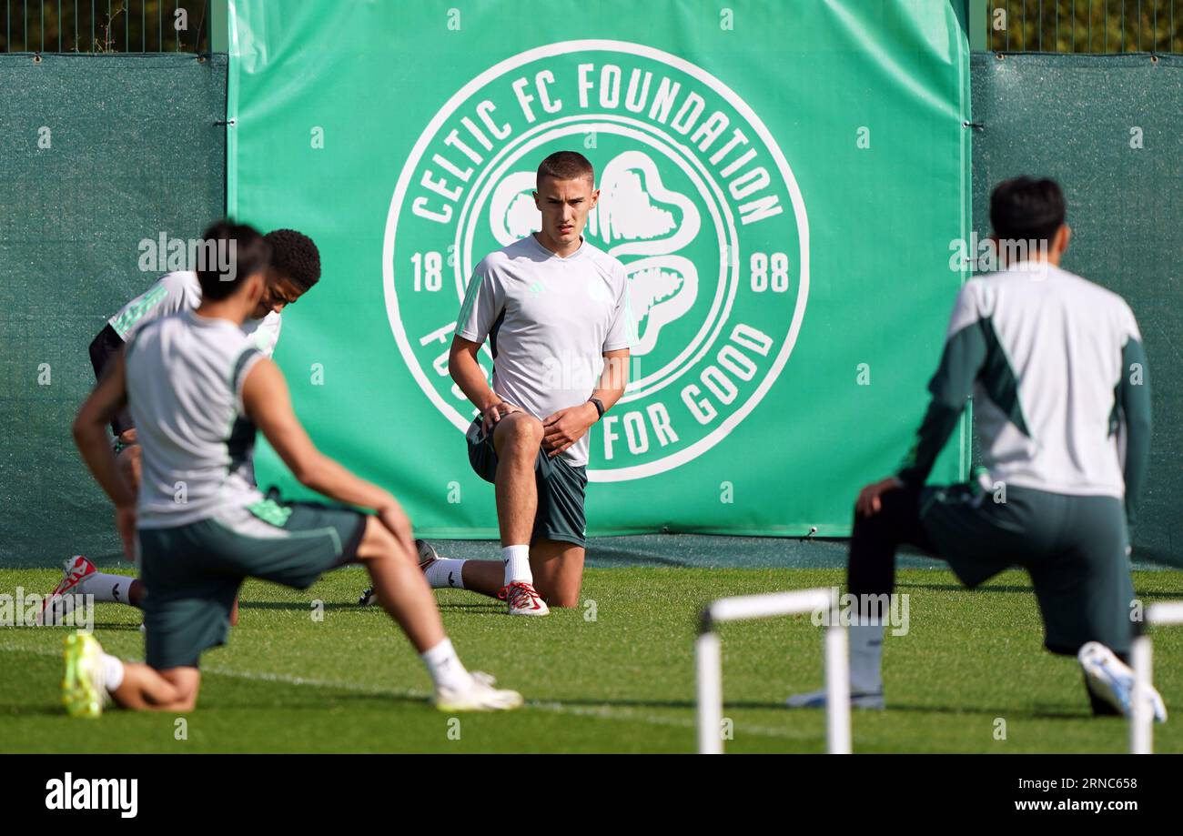 Celtic's Gustaf Lagerbielke during a training session at the Lennoxtown ...