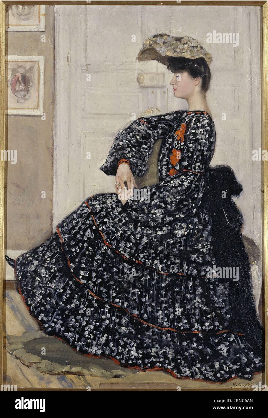 Portrait de femme en robe mouchetée circa 1910 by Henry Caro-Delvaille ...