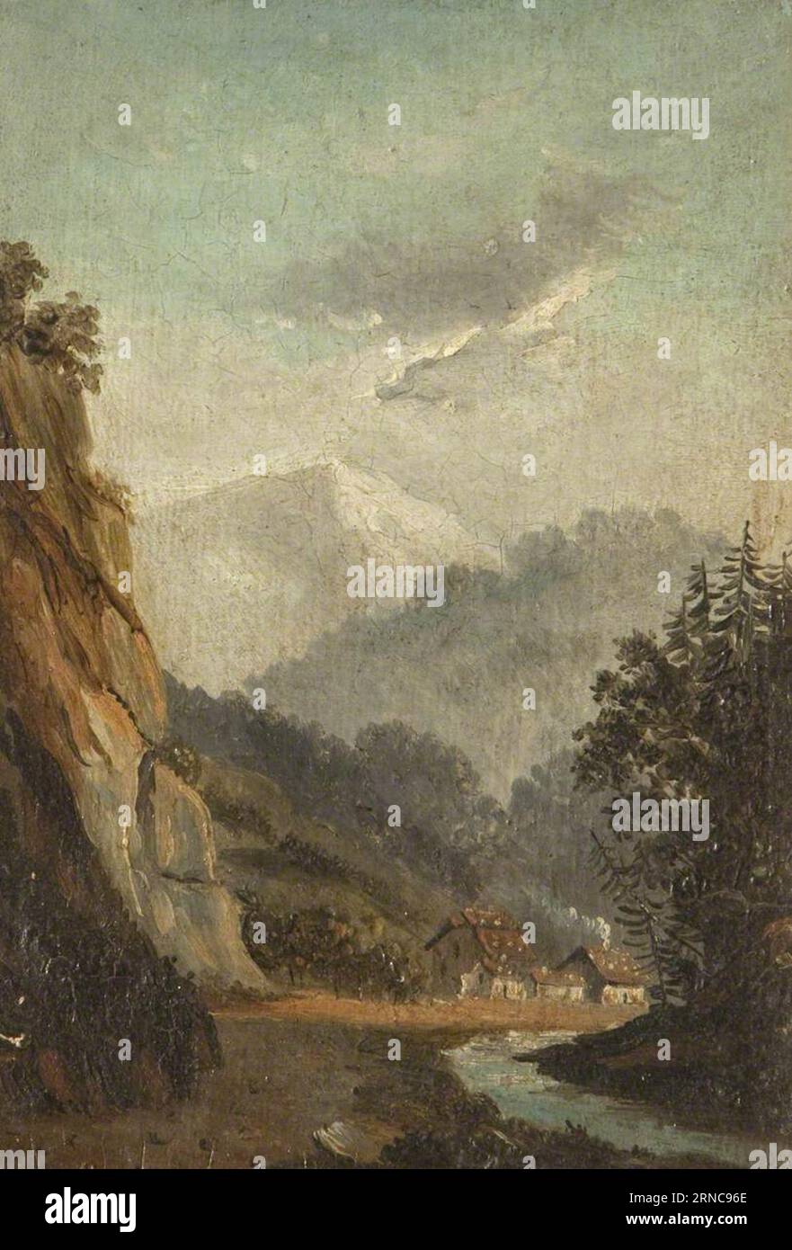 Subalpine Mountain Scenery with a Village below between 1826 and 1876 ...