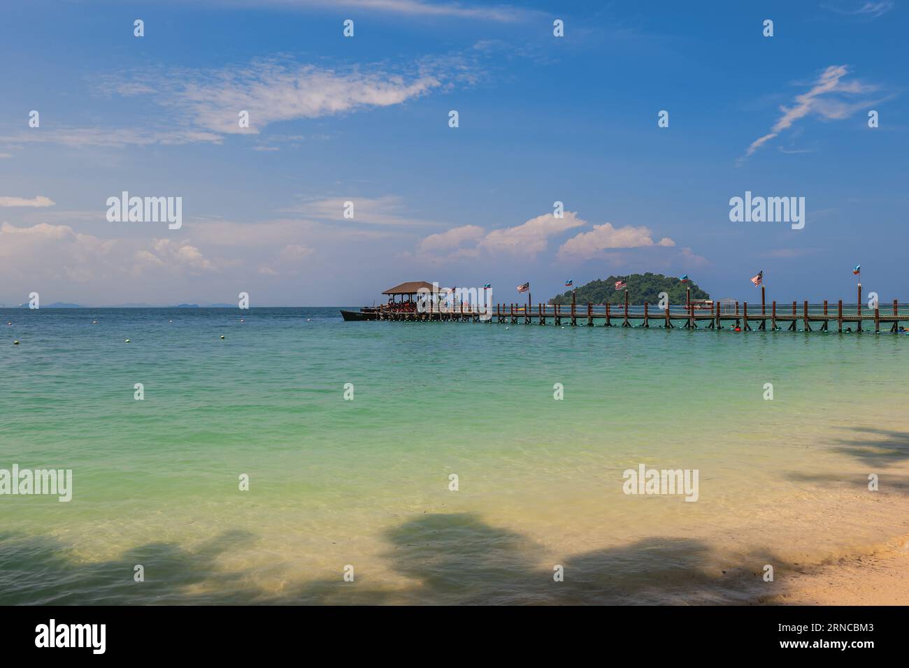 Jetty of Manukan island, an island of Tunku Abdul Rahman National Park ...