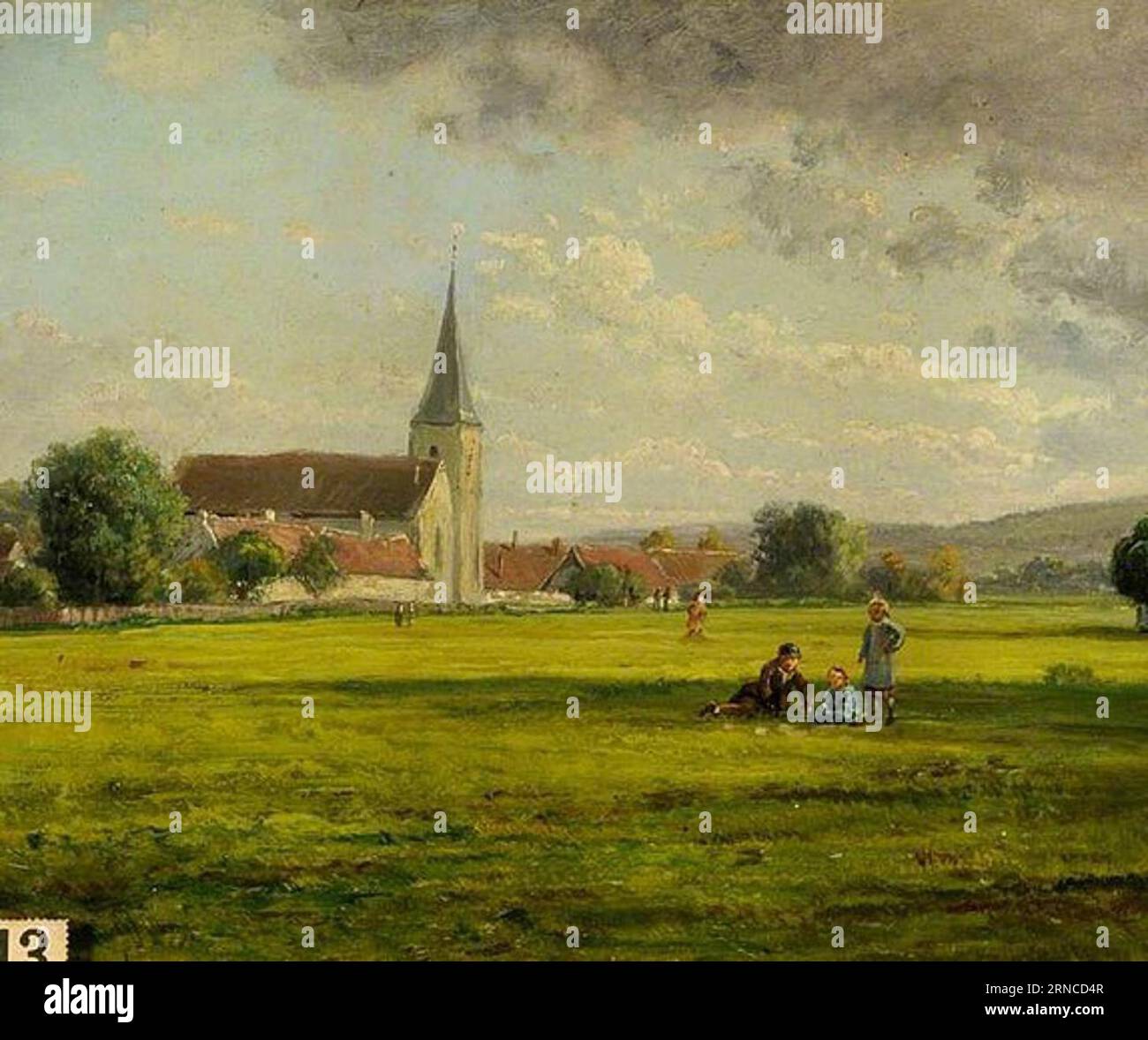 Landscape with a Church 1854 by Jules Adolphe Goupil Stock Photo - Alamy