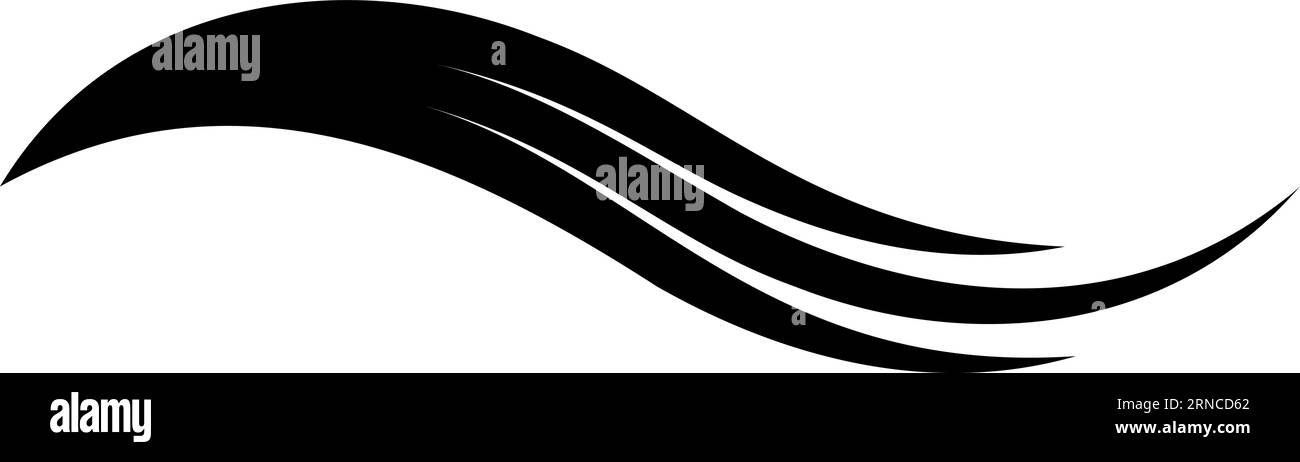 Curved calligraphic line sea wave calligraphic element feather vector ...
