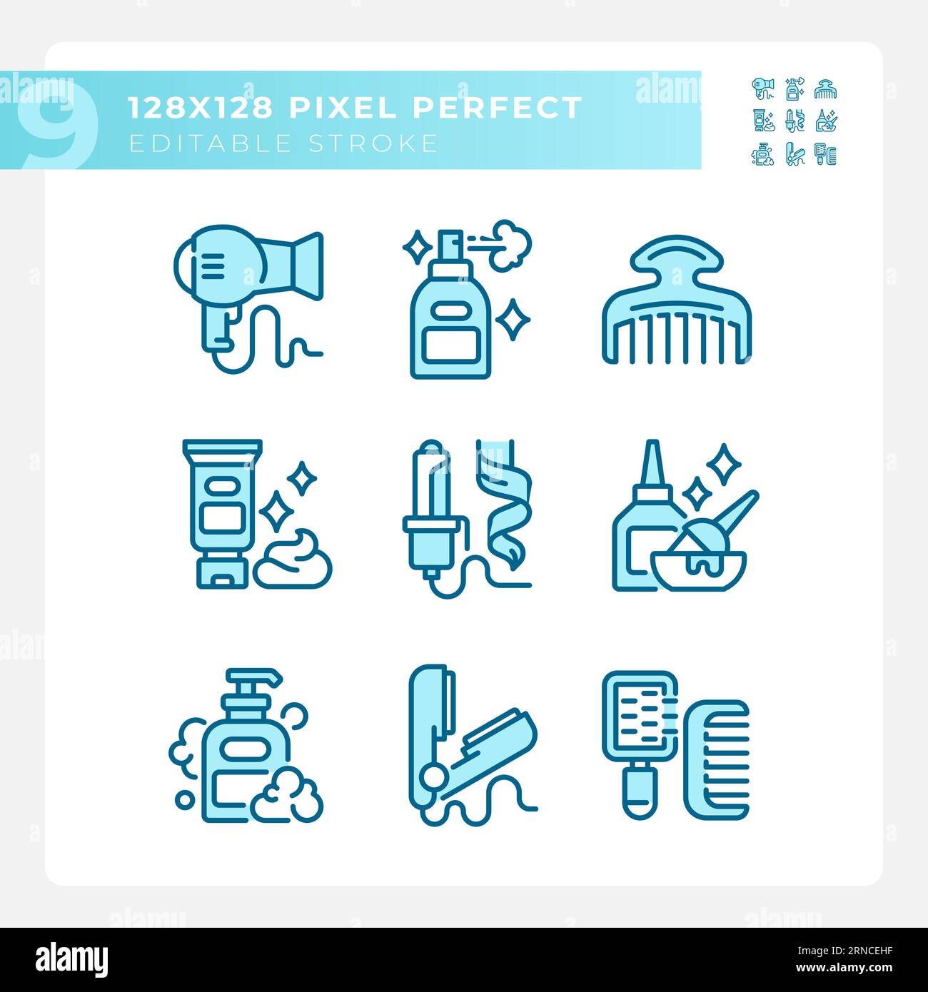 Flat line blue shampoo Stock Vector Images - Alamy