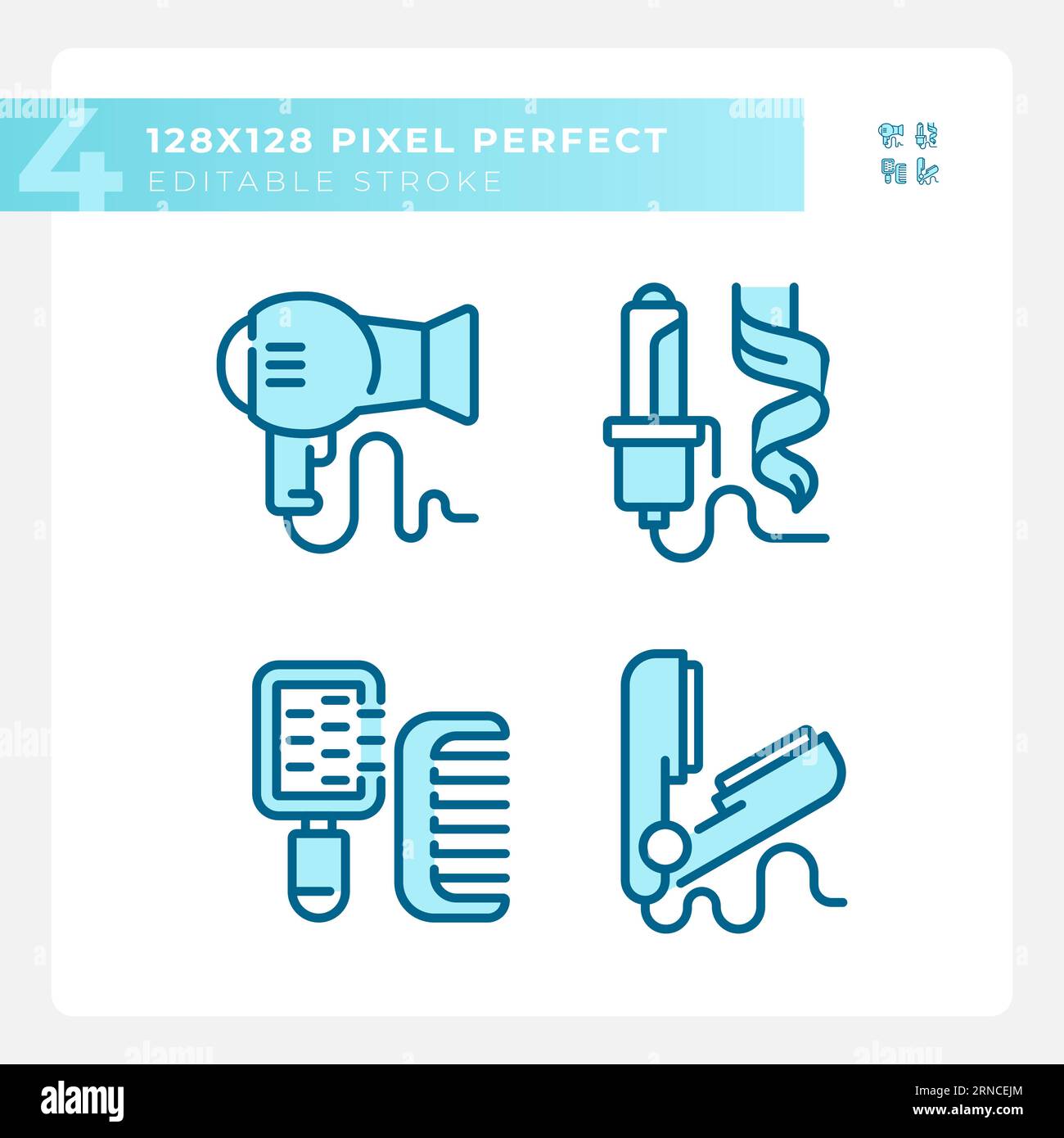 2D editable pixel perfect haircare icons set Stock Vector Image & Art ...