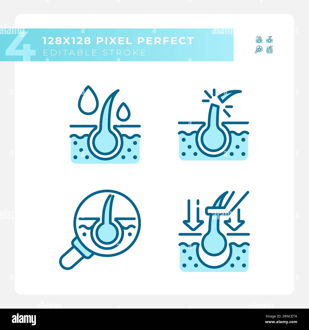 2D pixel perfect haircare blue icons set Stock Vector Image & Art - Alamy