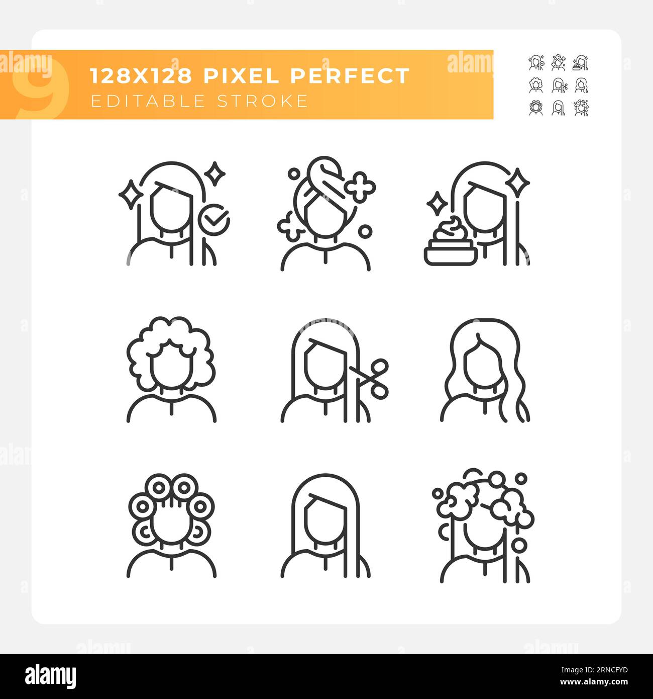 Editable pixel perfect black haircare line icons Stock Vector Image ... Editable pixel perfect black haircare line icons Stock Vector Image ...