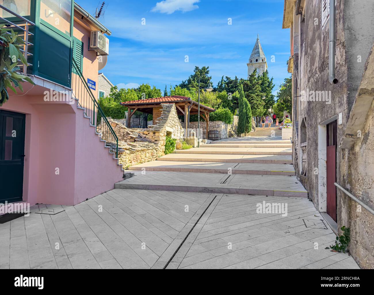 The street that leads to the Church of St. George in the town of ...