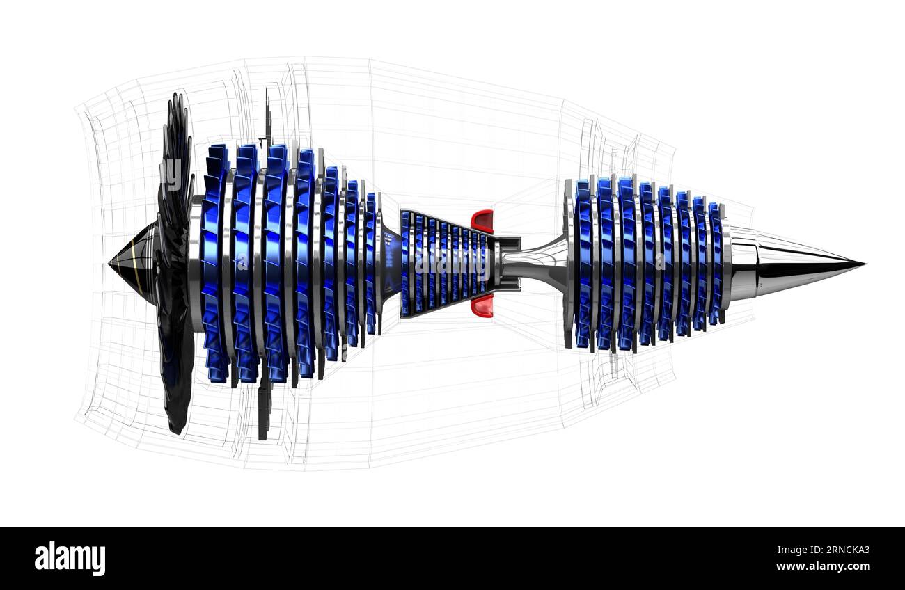 Jet engine inside - on white background - 3D illustration Stock Photo ...