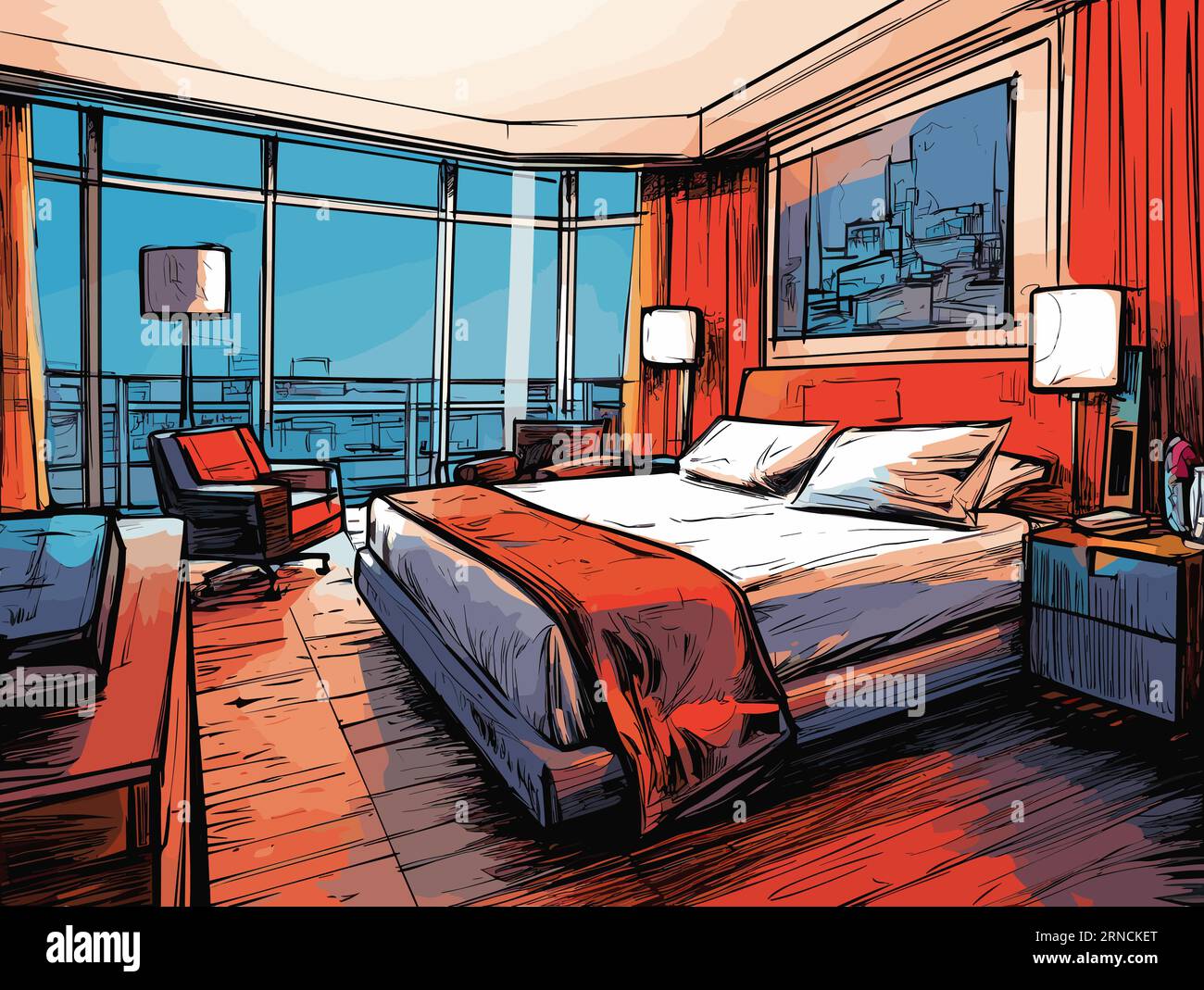 Artoon Illustrations Of Room Drawing, In The Style Of Serene Oceanic ...