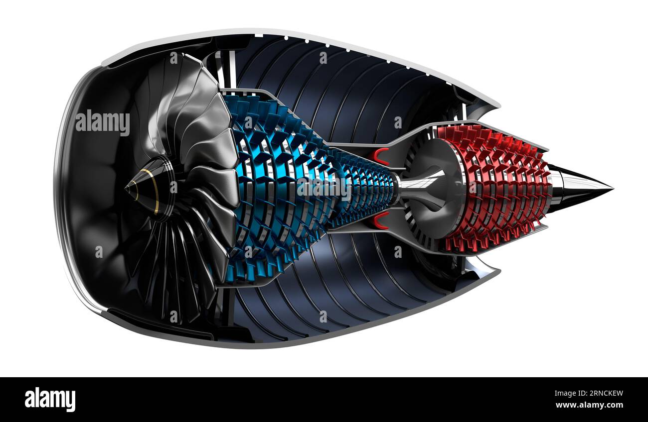 Jet engine inside - on white background - 3D illustration Stock Photo ...