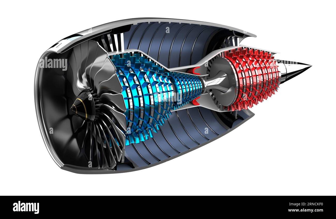 Jet engine inside - on white background - 3D illustration Stock Photo ...