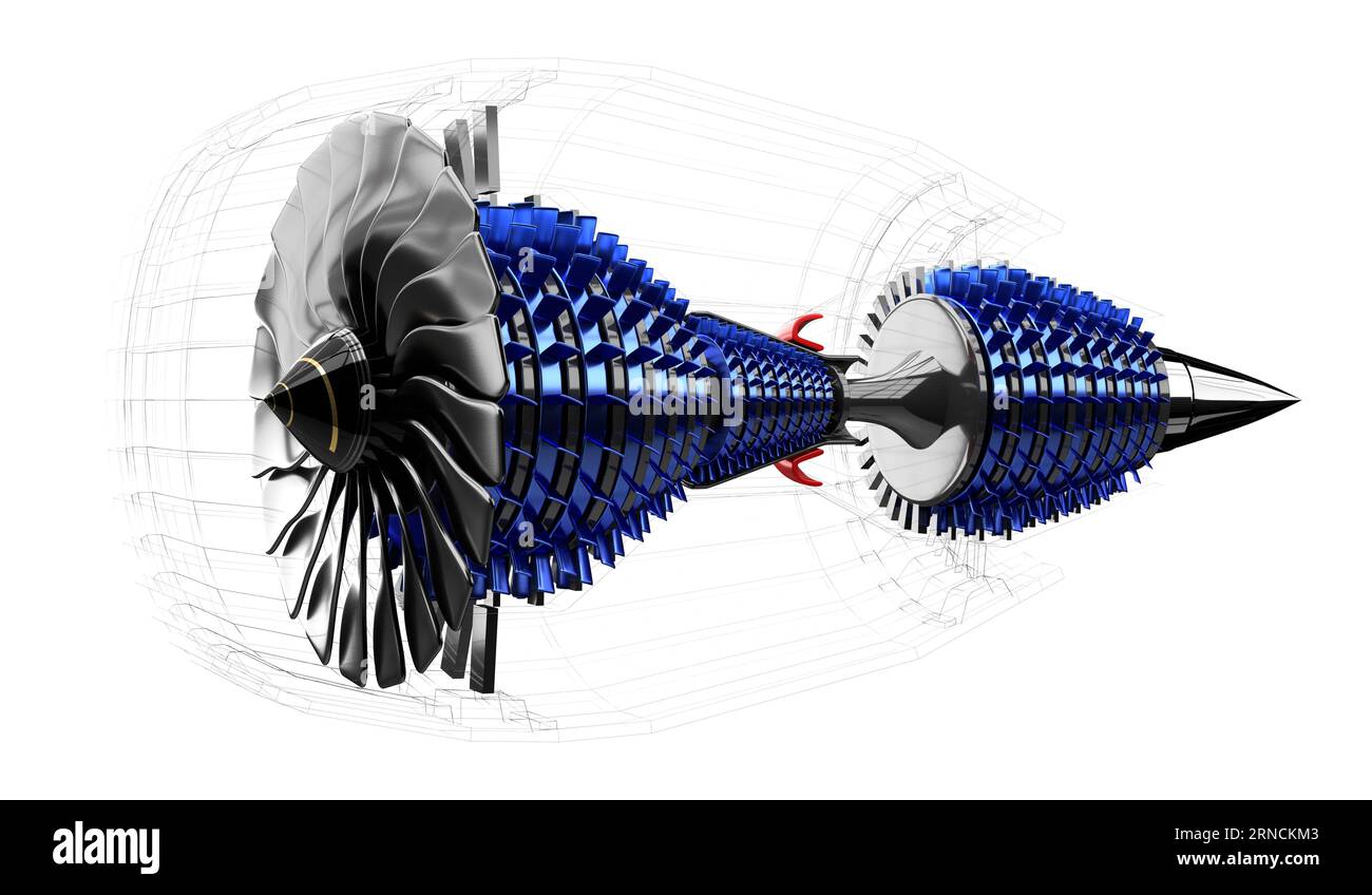 Jet engine inside - on white background - 3D illustration Stock Photo ...
