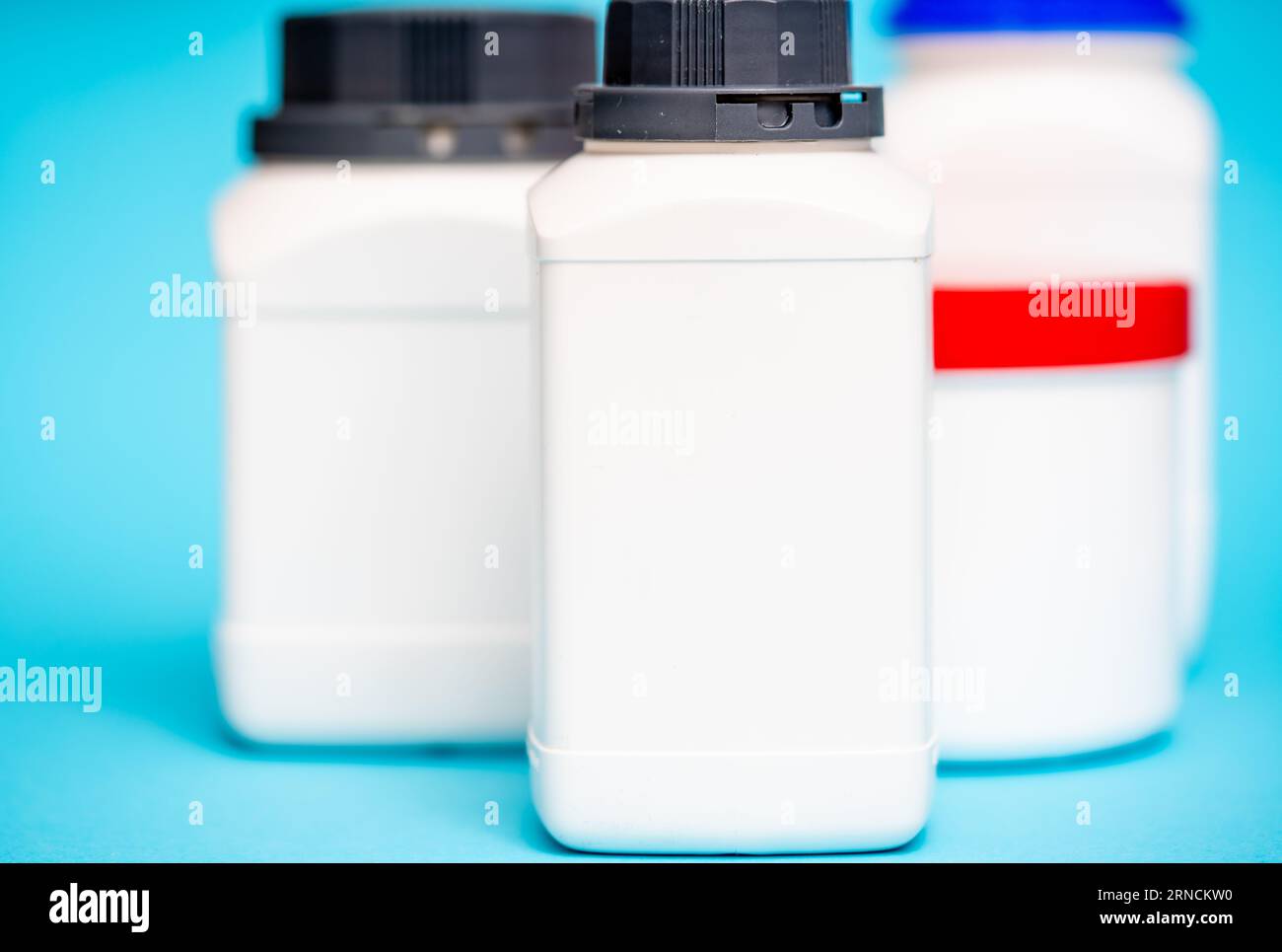 samples of plastic containers for chemical reagents without ...