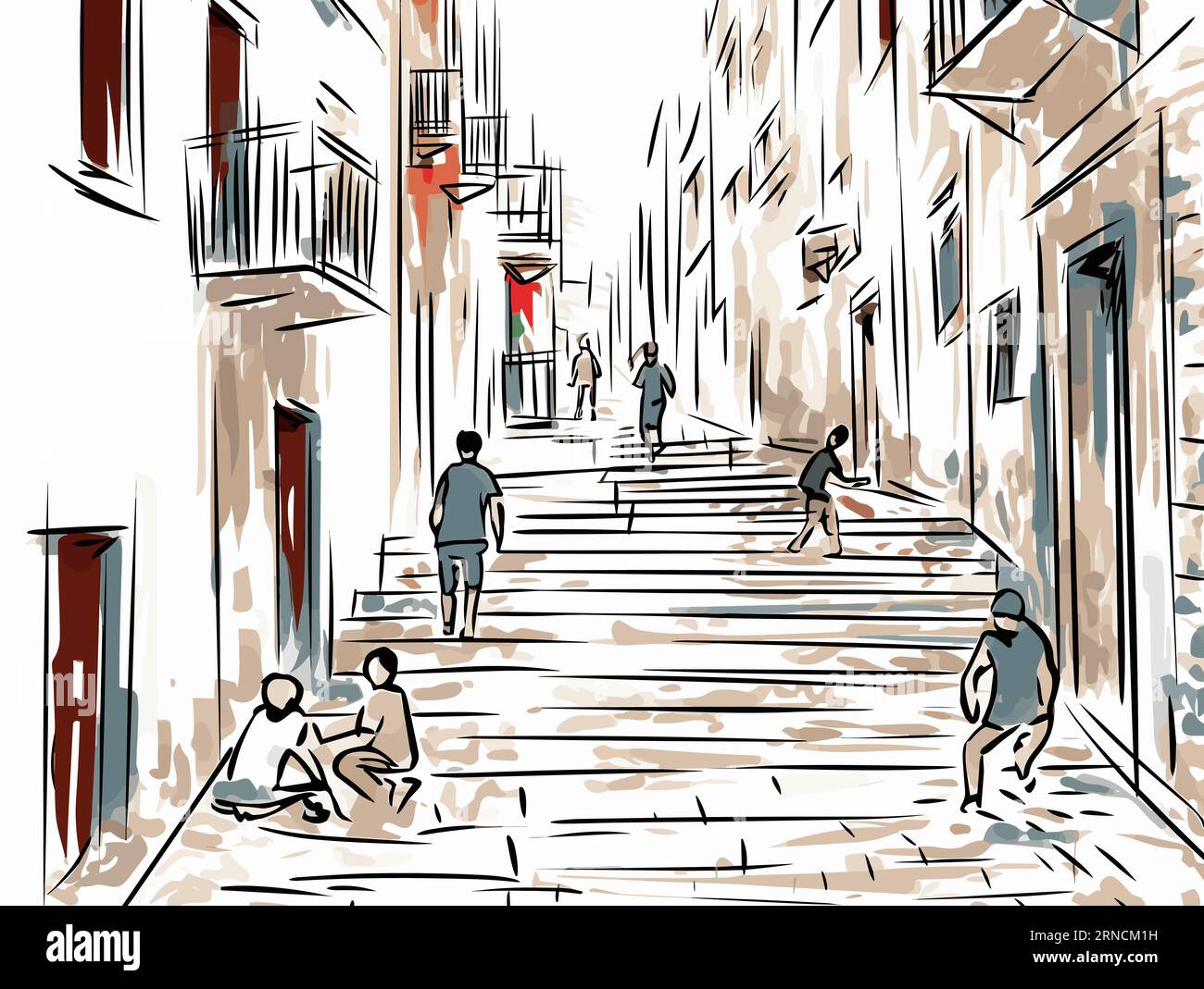 Women walking in alley alley Stock Vector Images - Alamy