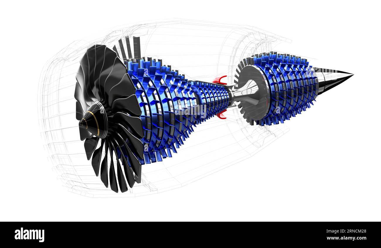 Jet engine inside - on white background - 3D illustration Stock Photo ...