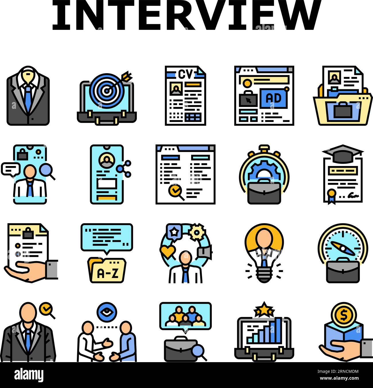 interview job business employee icons set vector Stock Vector Image ...