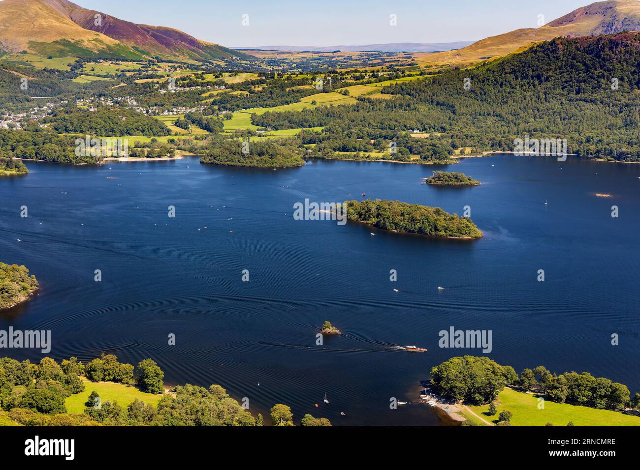 Derwentwater and the town of Keswick in the English Lake District on a ...