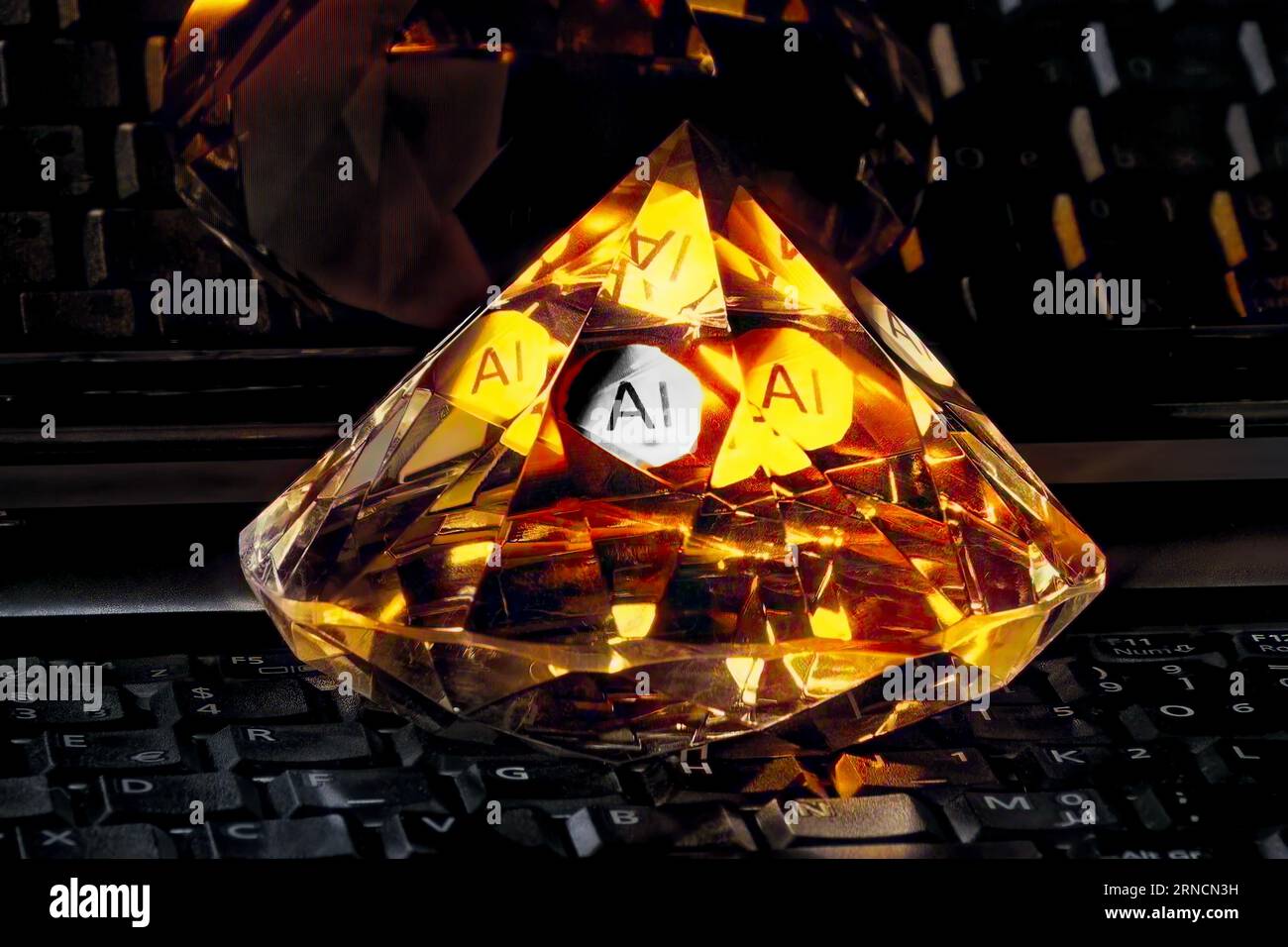 AI, artificial intelligence the new diamond of information technology, colorful image with ...