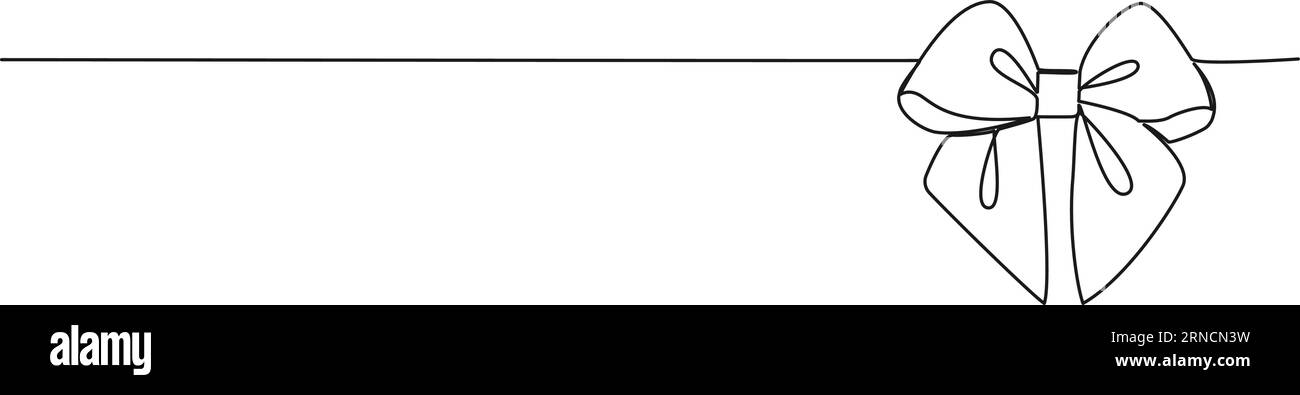continuous single line drawing of ribbon and bow knot, line art vector ...