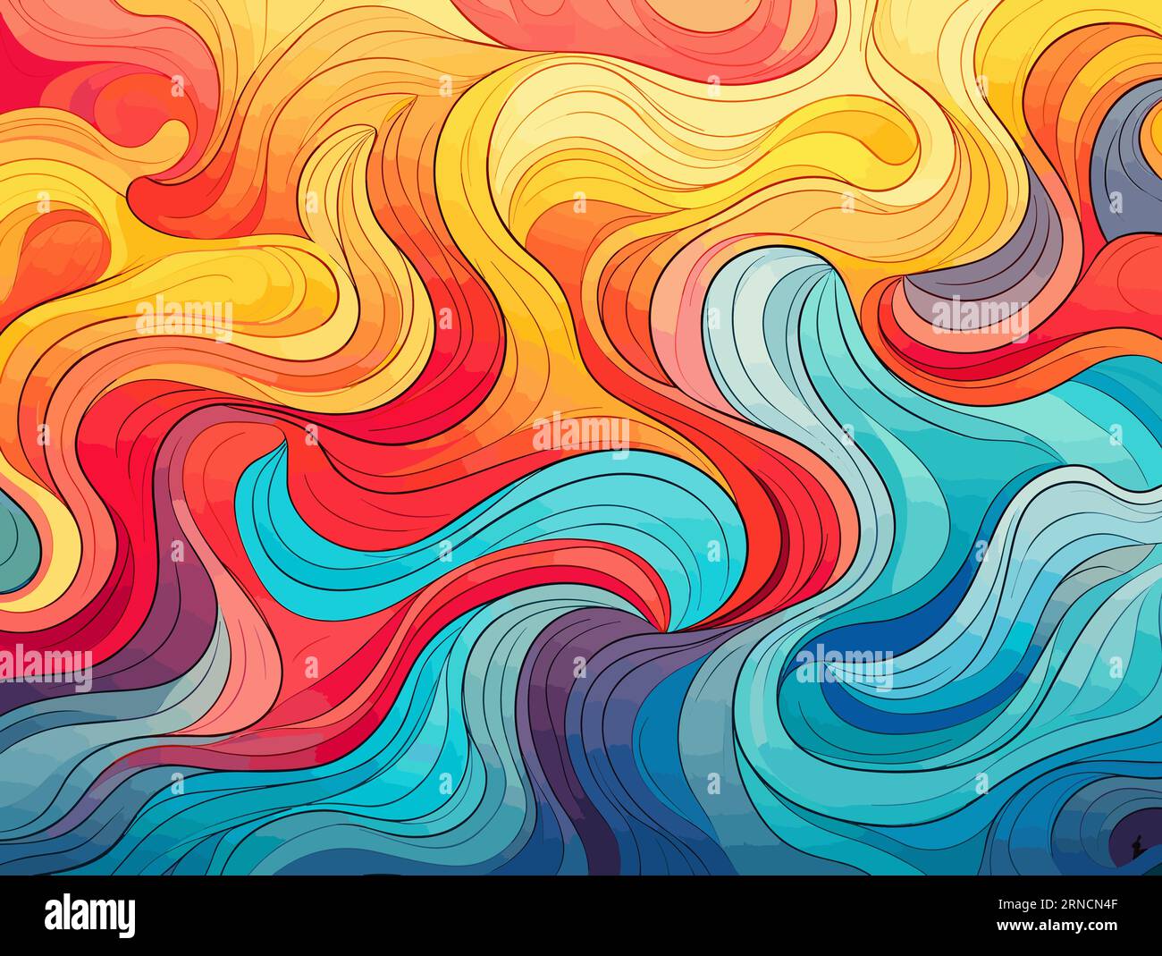 Colorful Wave Pattern With Swirls Of Colors, In The Style Of Digital ...