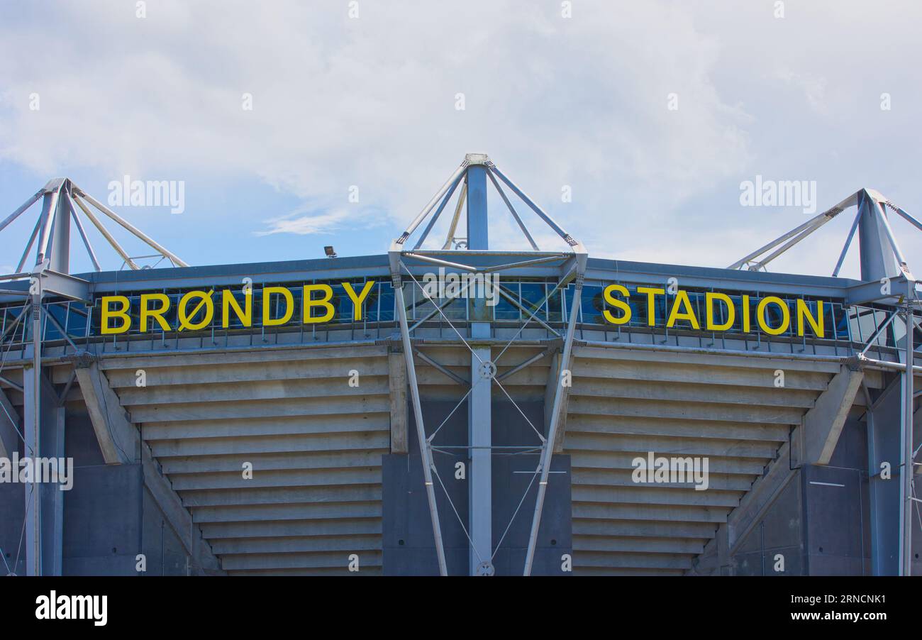 Denmark, Brøndbyvester - July 04, 2023: Large letters at height ...