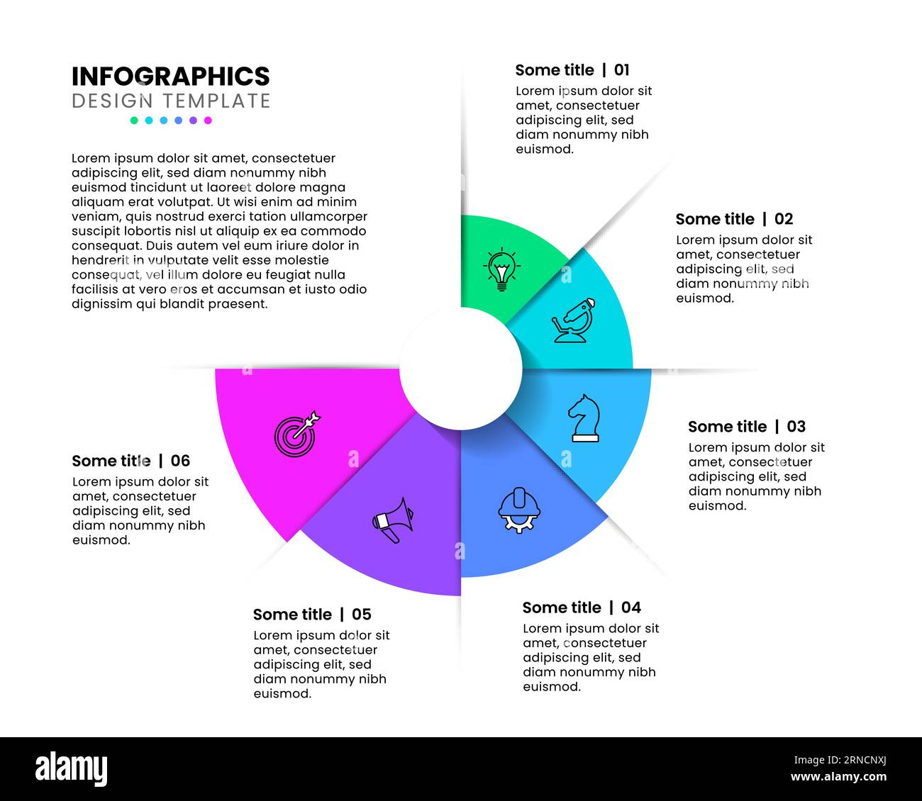 Infographic template with icons and 6 options or steps. Pie chart. Can ...