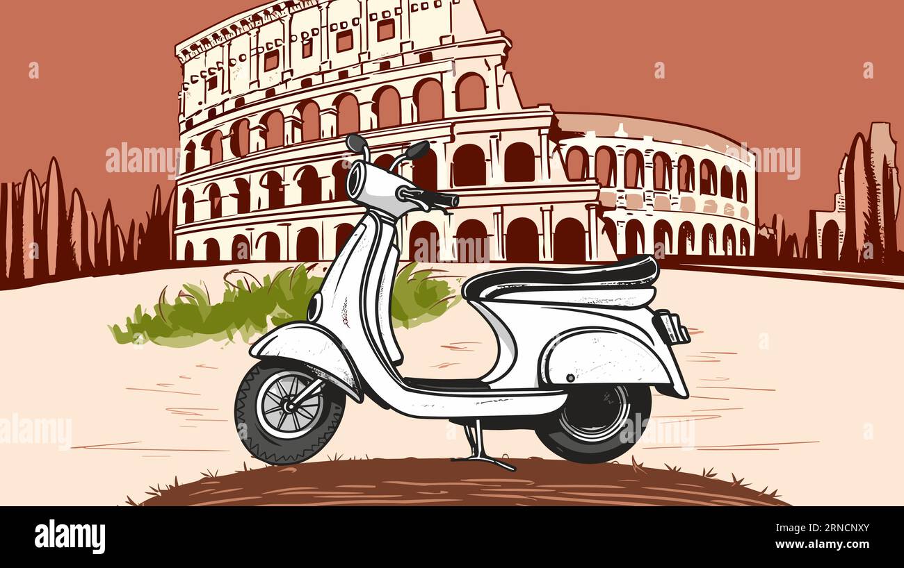 Vintage Style Motorcycle With Old White And Red Colors Of The Famous ...