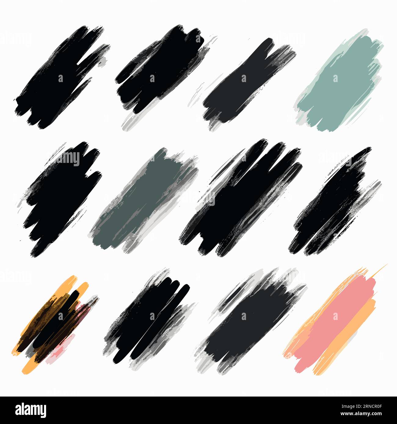 A Collection Of Different Brush Strokes, In The Style Of Dark, Muted ...