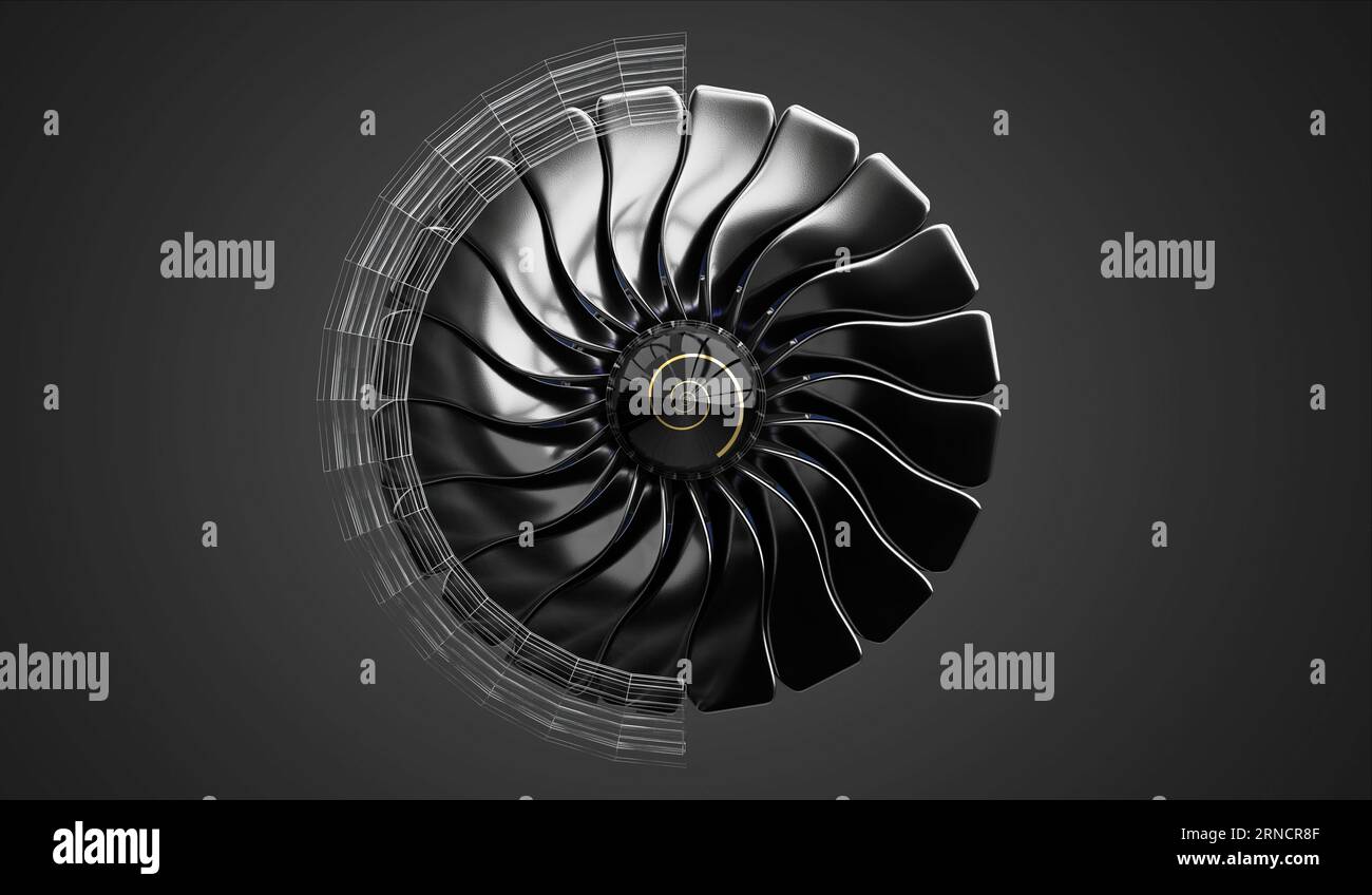 Jet engine on grey background - 3D illustration Stock Photo - Alamy