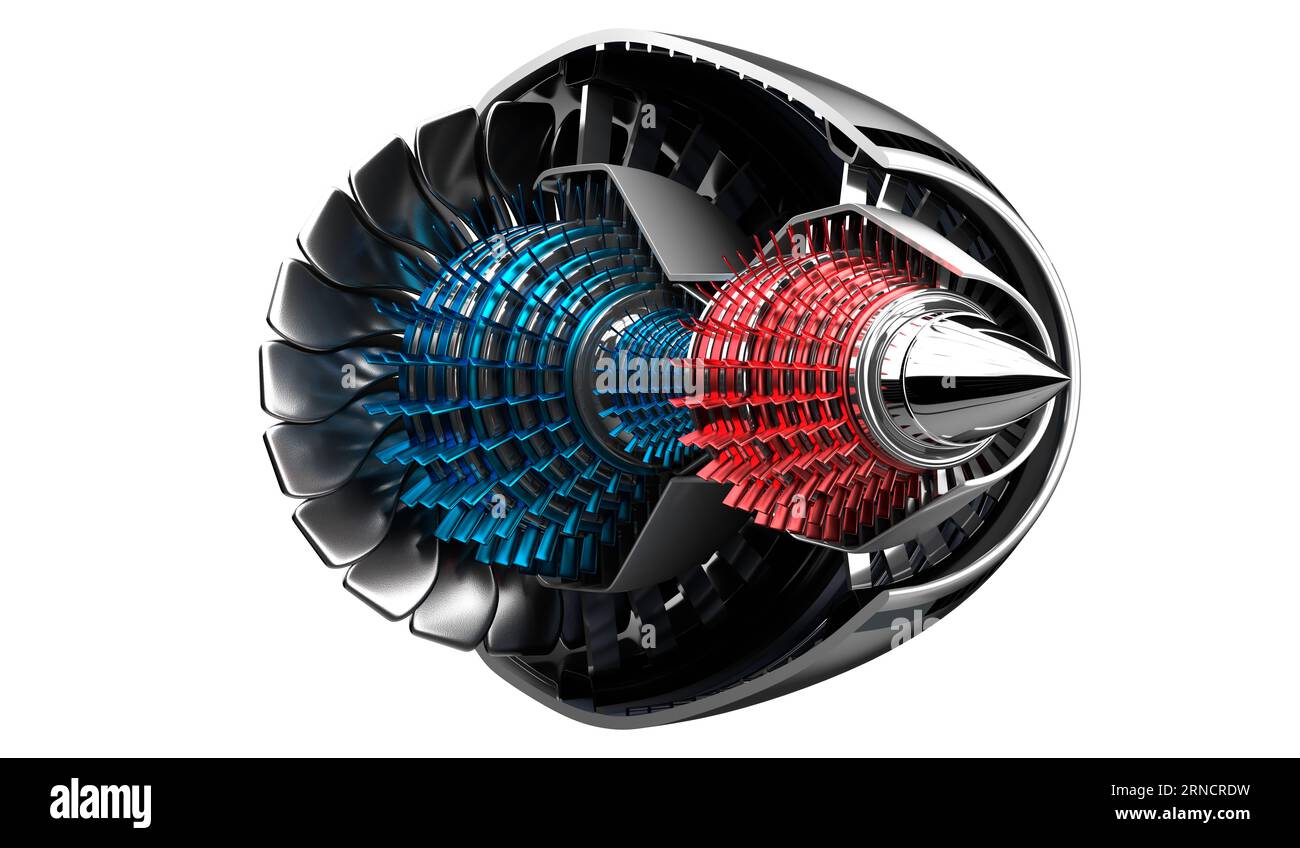 Jet engine inside - on white background - 3D illustration Stock Photo ...