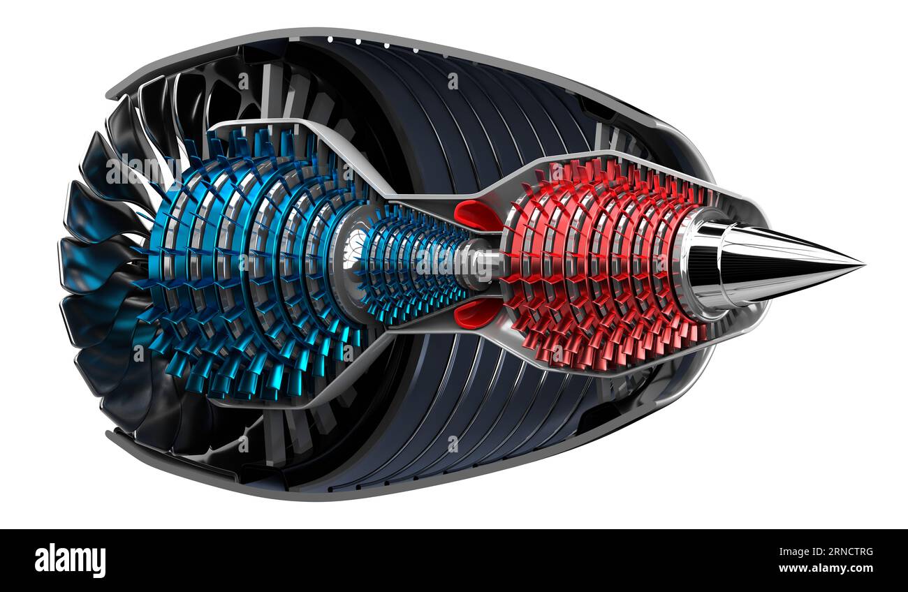 Jet engine inside - on white background - 3D illustration Stock Photo ...